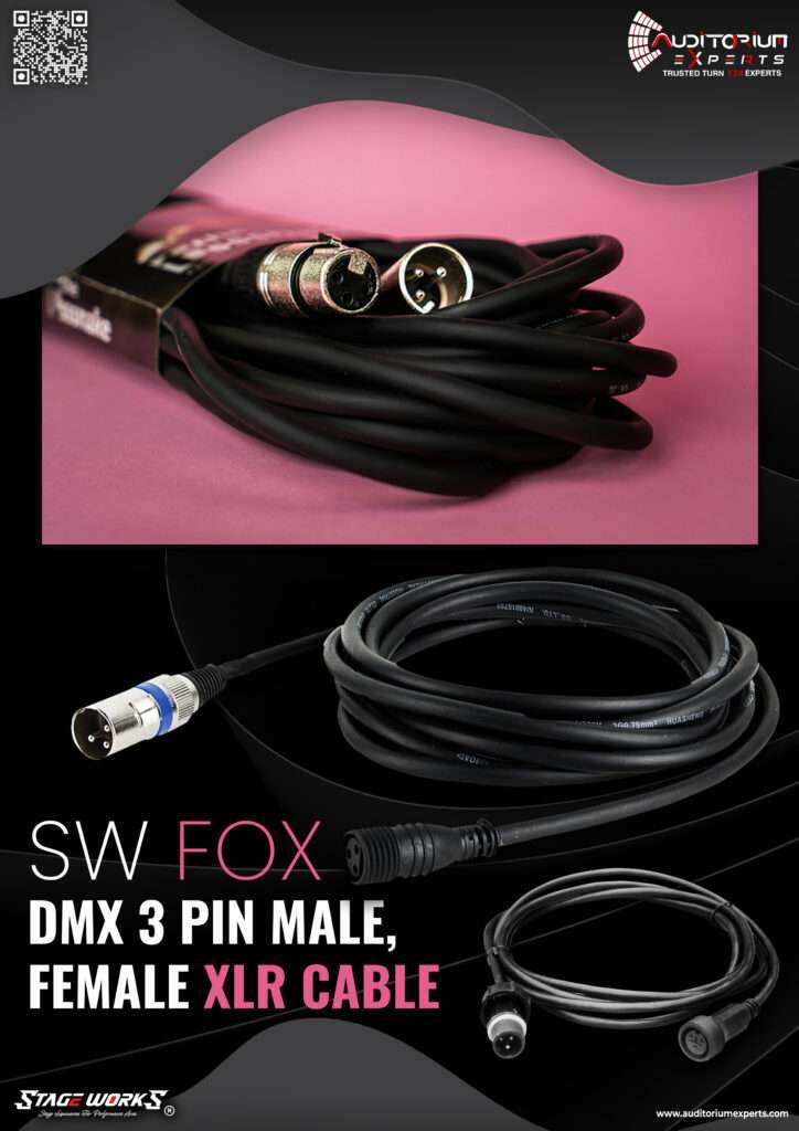 SWFOX DMX3 PIN MALE, FEMALEXLR CABLE - Stage Works